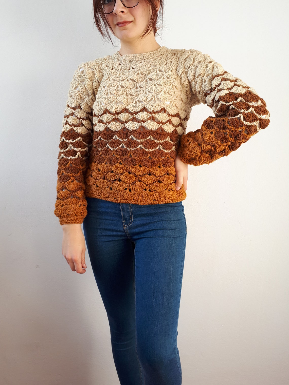 Two Toned Sweater Pattern / Crochet Sweater for Women / Crochet ...