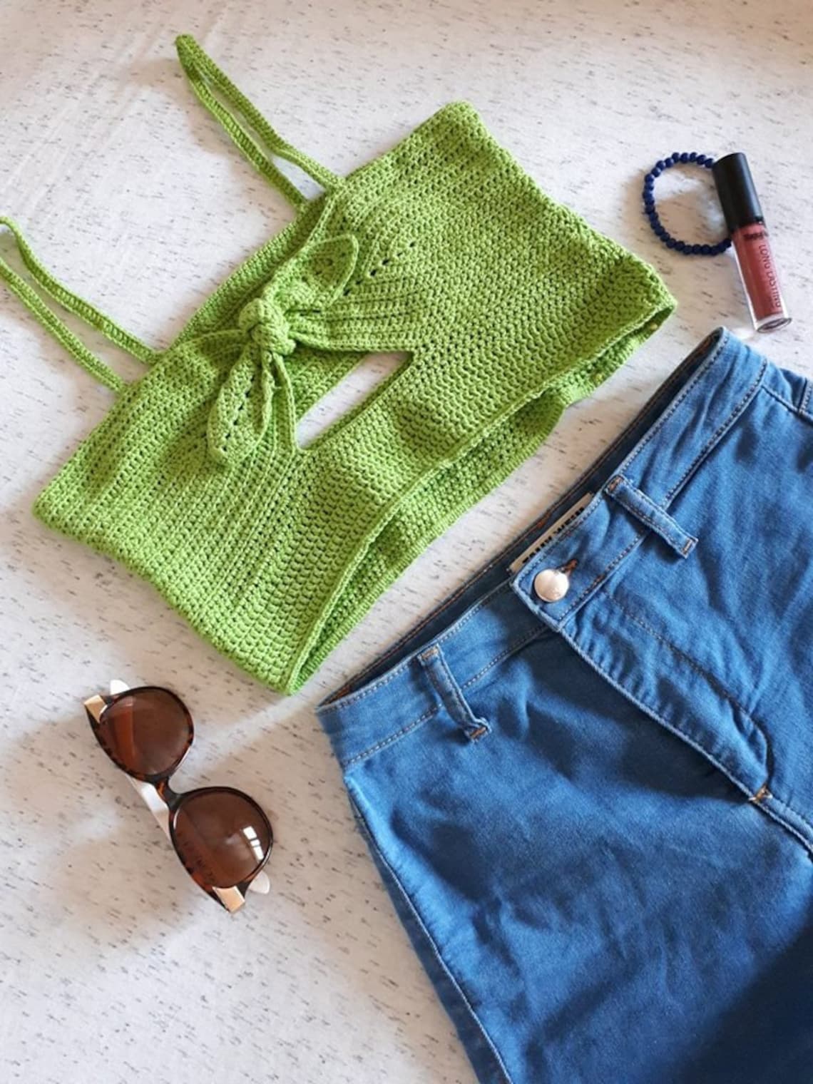 Tied Crop Top and Headband / Crochet Top Pattern / Crochet Tutorial ...