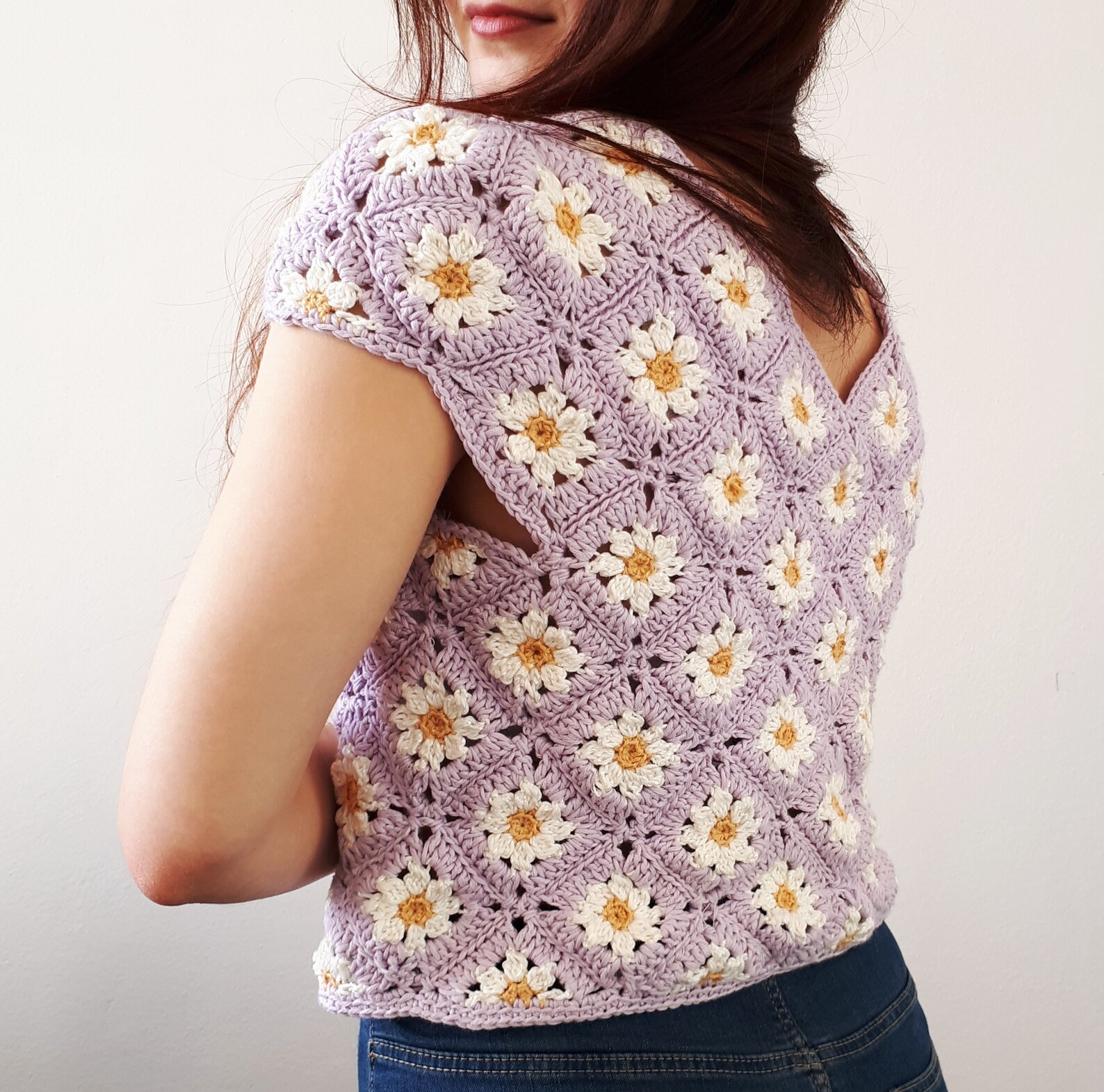 Daisy Top Pattern/ Crochet Pattern Tutorial/ Granny Square Top/ Crochet ...