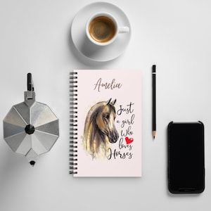 Personalised Name Horse Notebook, Horse Riding Notepad, Just a Girl ...