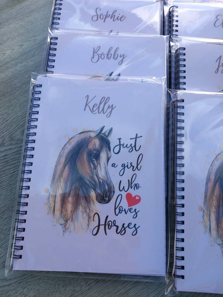 Personalised Name Horse Notebook, Horse Riding Notepad, Just a Girl ...