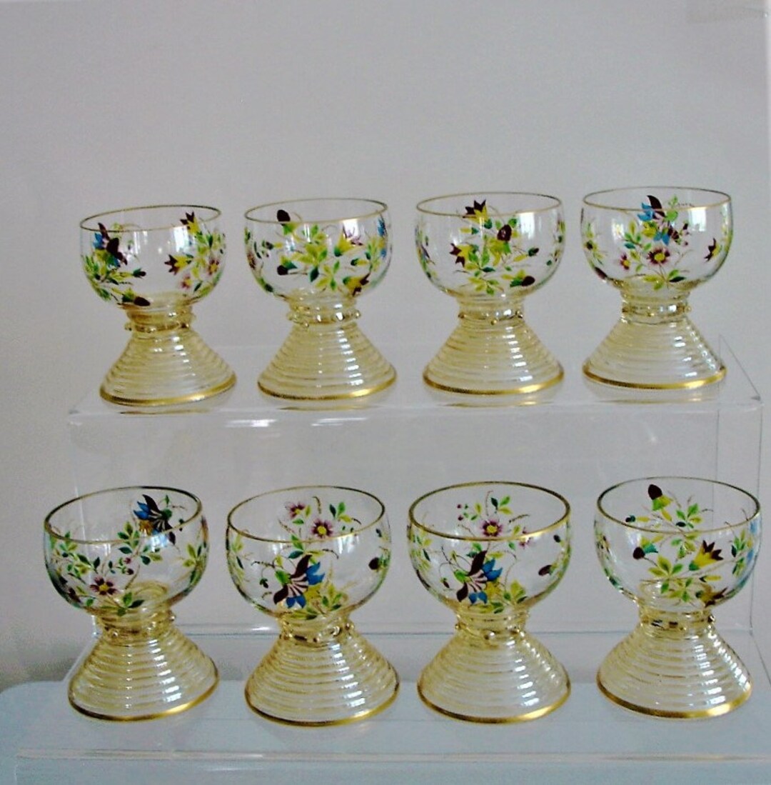 Eight Hand Painted Gilt Bohemian Rum Glasses - Etsy