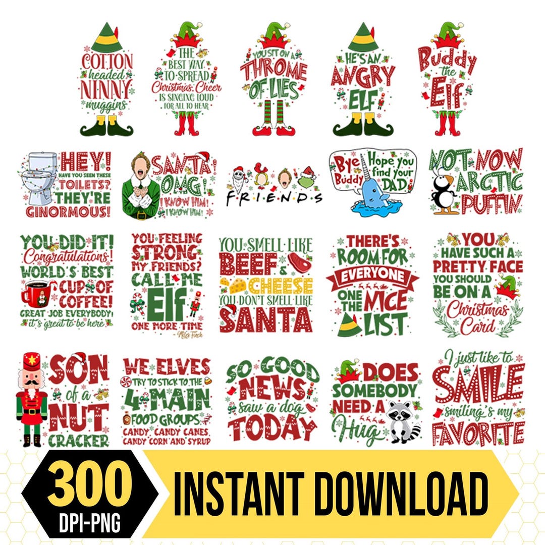 Elf Movie Quotes PNG Bundle, Buddy the Elf Christmas Png, Buddy ...
