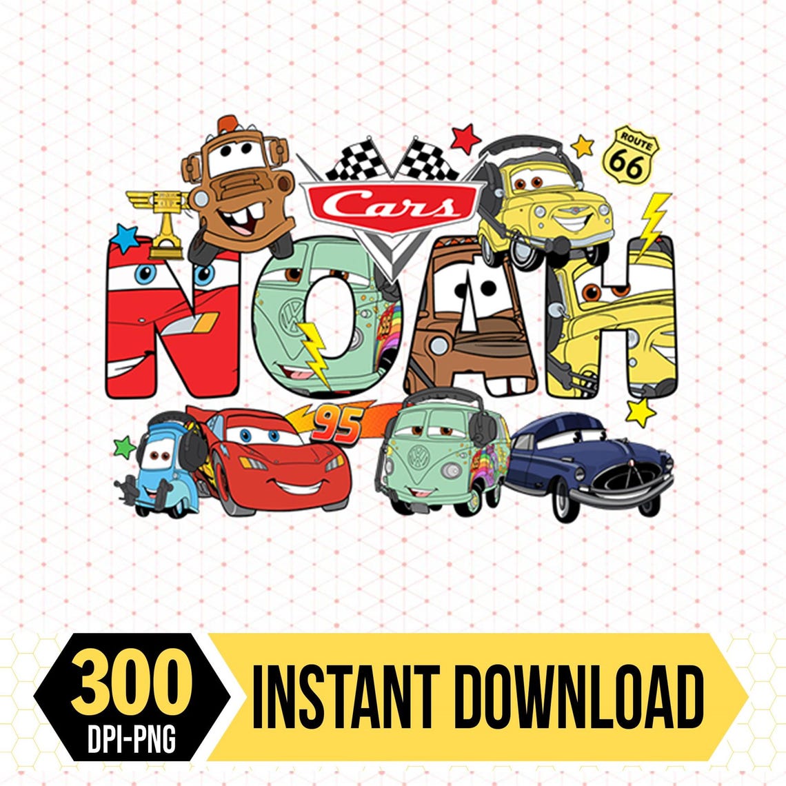 Personalized Cars Characters PNG, Lightning Mcqueen and Tow Mater Png ...