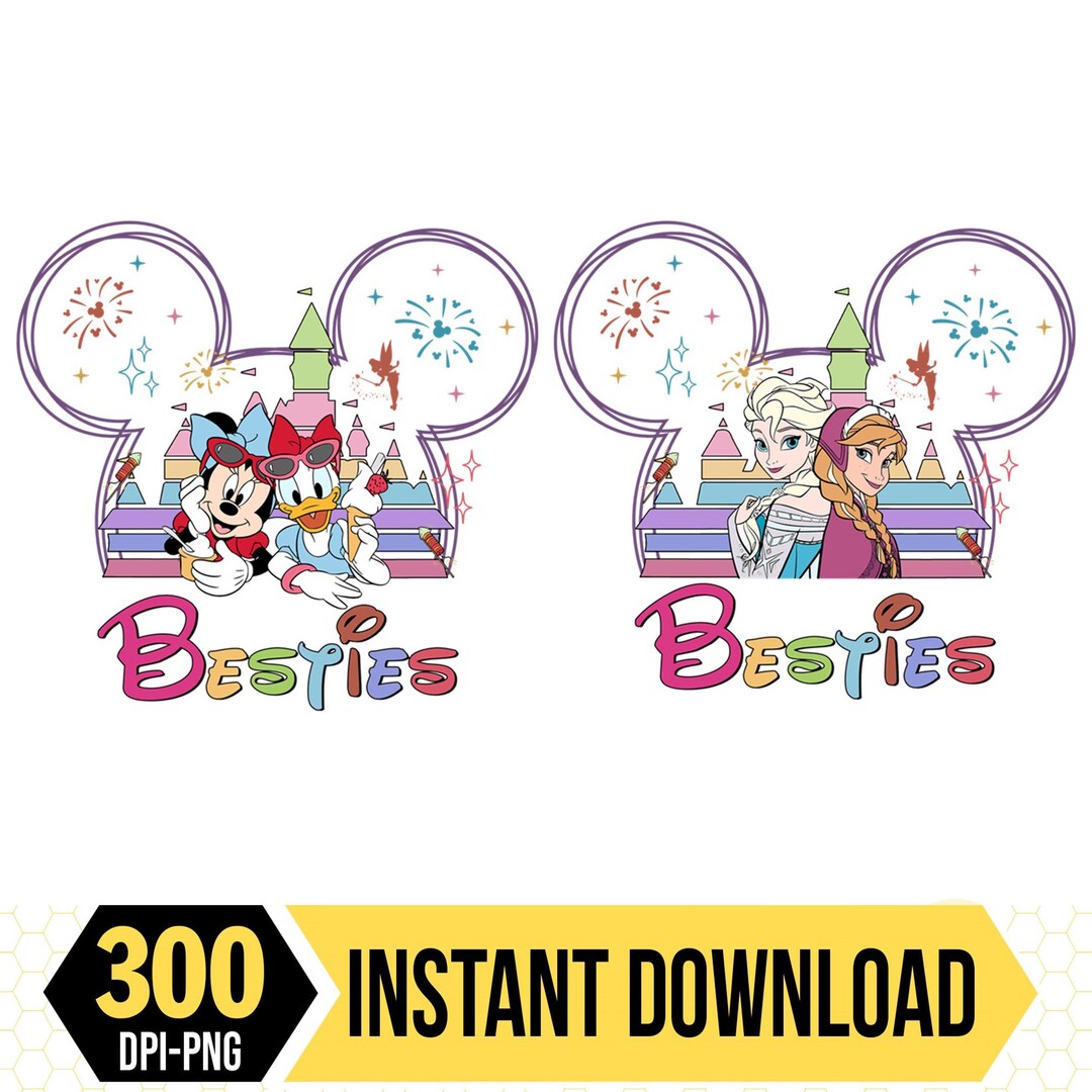 Happiest Besties on Earth PNG, Minnie Daisy Besties Png, Princess Elsa ...