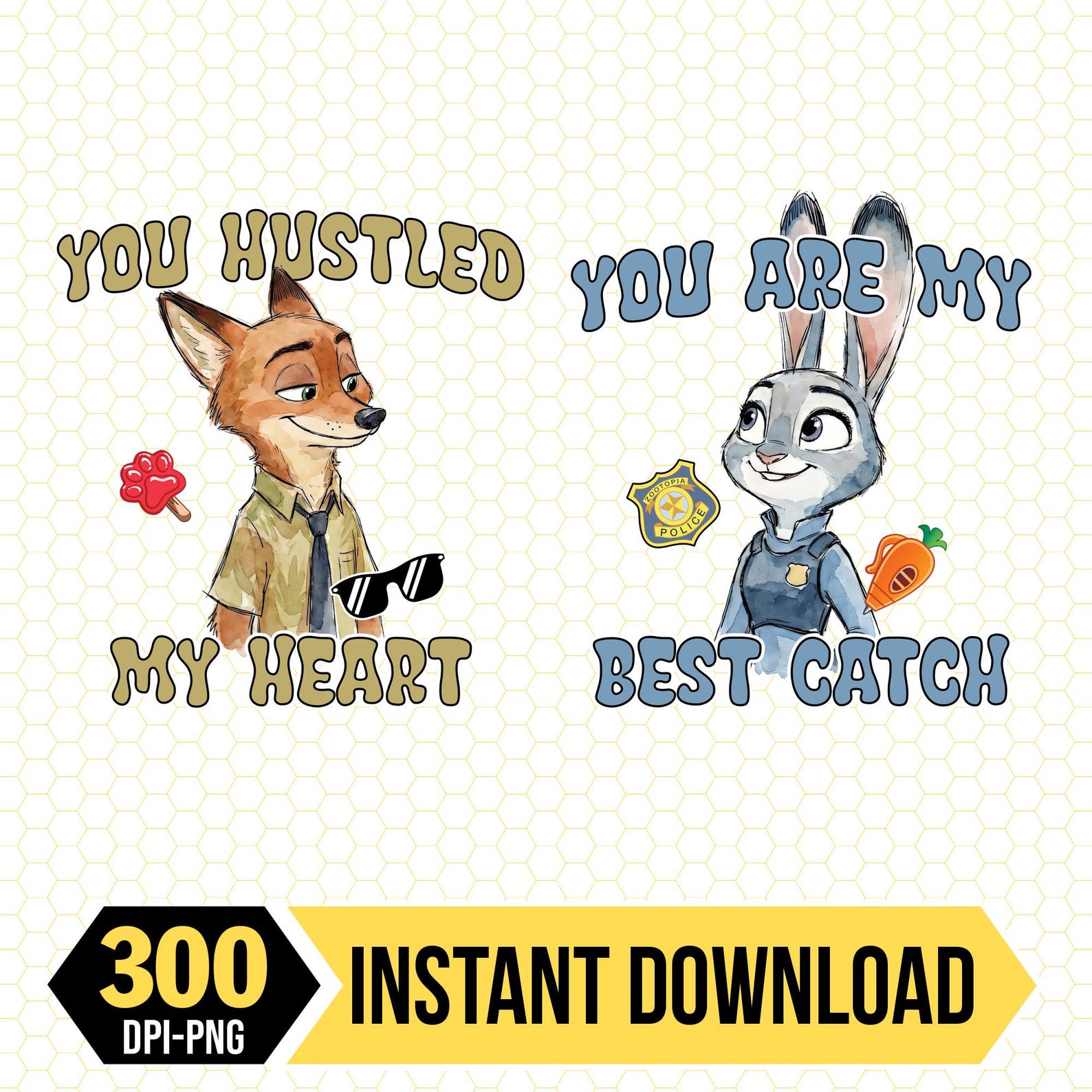Zootopia Nick Wilde And Judy Hopps Png, Couple Matching Png,Cartoon ...