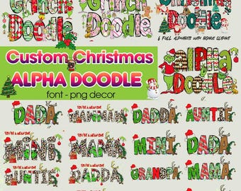 35+ Grinch Christmas Alpha Doodle Png, the Grinch Christmas Doodle Png ...