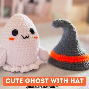 No-sew GHOST Crochet Pattern - Amigurumi Halloween Ghost With Witch Hat ...