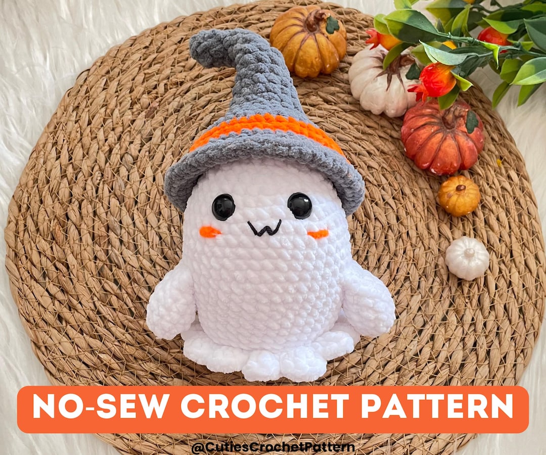 No-sew GHOST Crochet Pattern - Amigurumi Halloween Ghost With Witch Hat ...