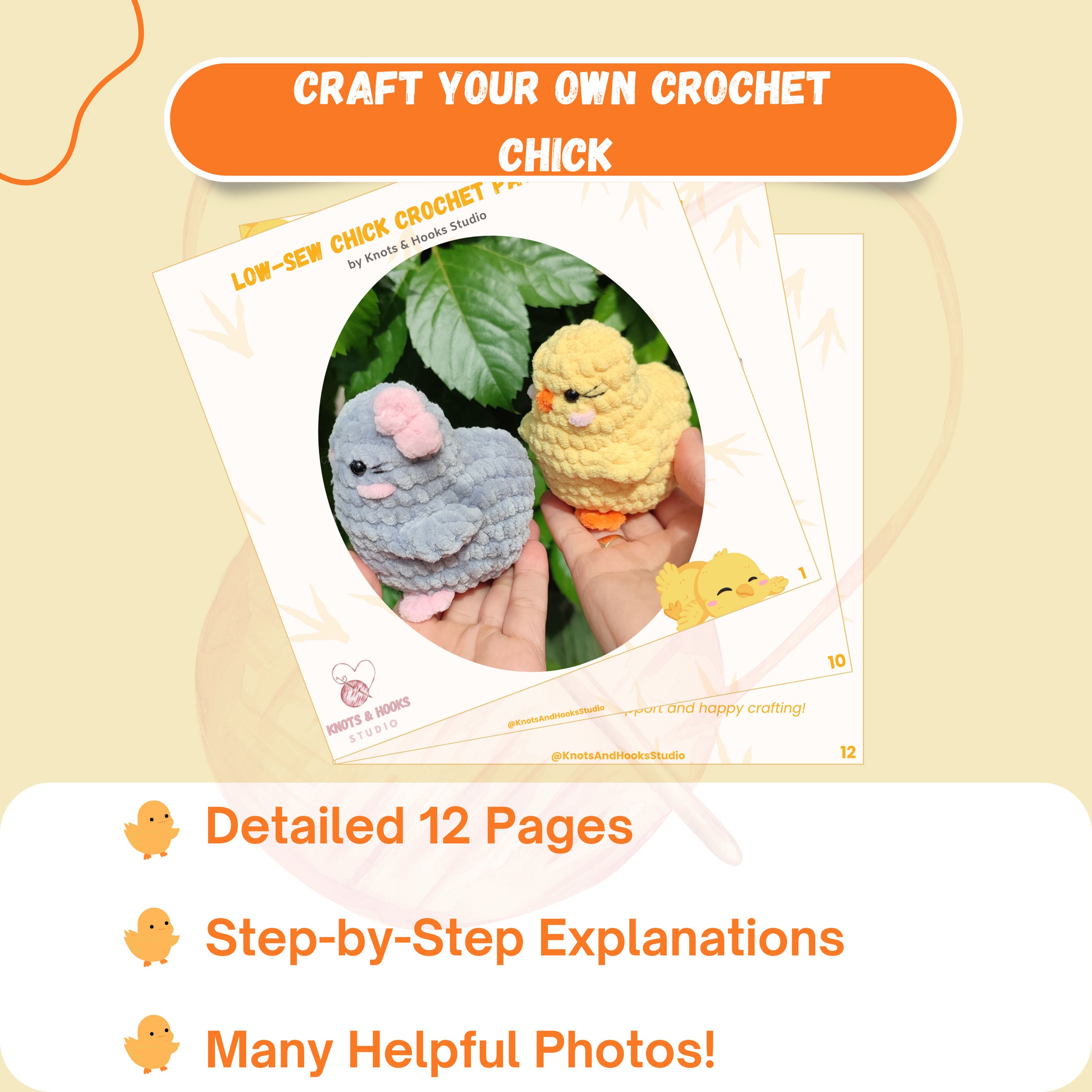 Mini Chicken Crochet Pattern PDF Low-sew Amigurumi Toy Pattern DIY ...