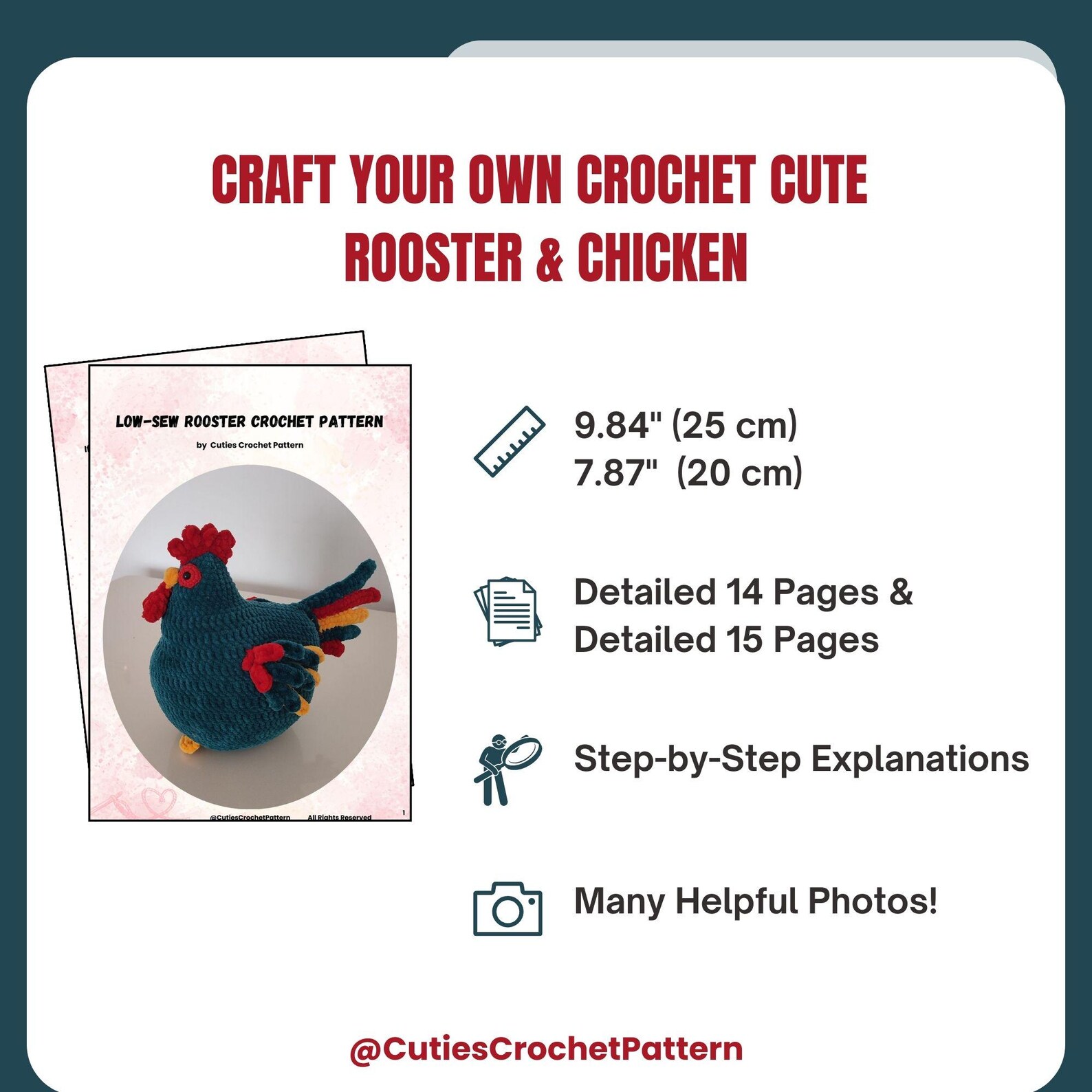 Crochet Chicken & Rooster Pattern Bundle – Amigurumi Chicken and ...