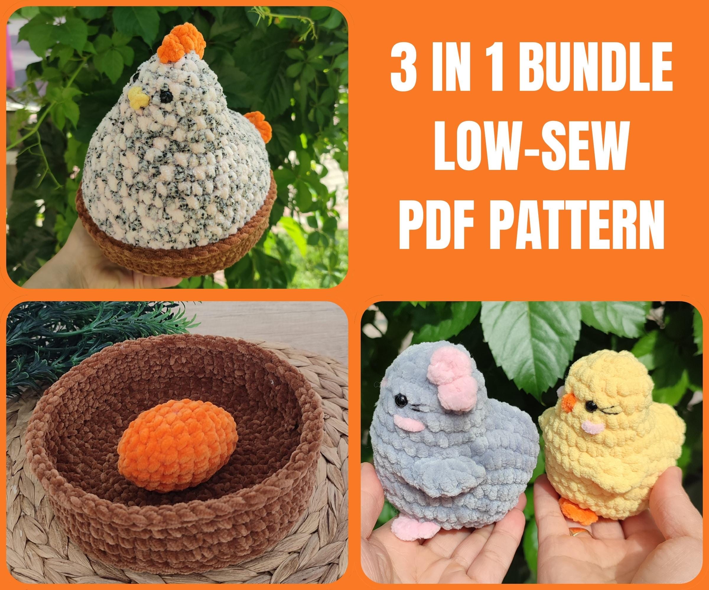 Low-sew CHICKEN Crochet Pattern – Amigurumi 3-in-1 Bundle PDF, Beginner ...