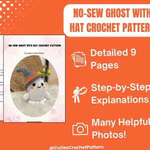 No-sew GHOST Crochet Pattern - Amigurumi Halloween Ghost With Witch Hat ...