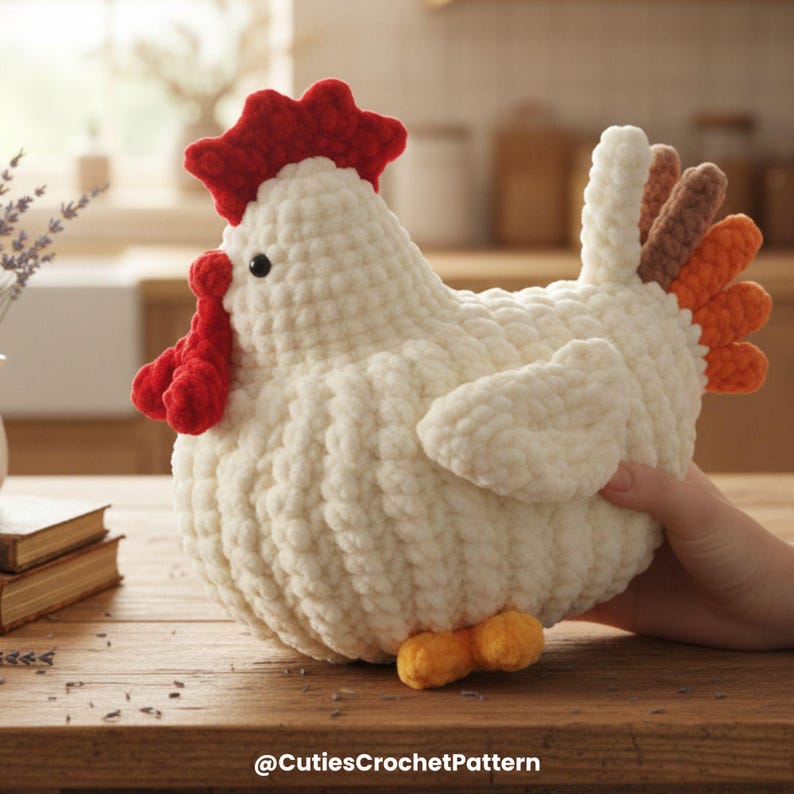 Chicken Crochet Pattern PDF | Low-sew Hen Amigurumi | Mabel Chicken ...