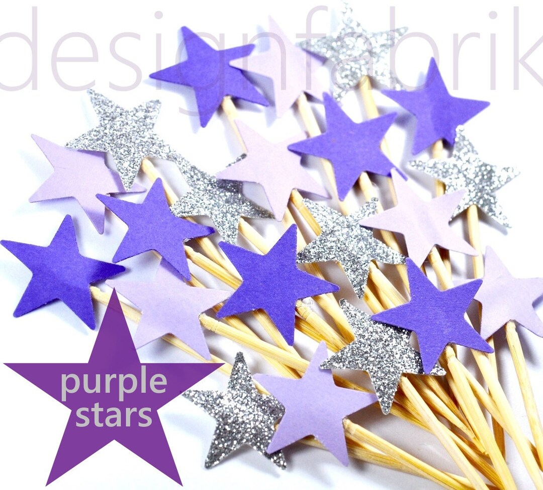 10/20 X Star Star Glitter Picks Paper Topper Cake Cupcake - Etsy