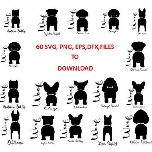 80 Dog Butt File Bundle W/ Printable Customer Choice Sheet / | Etsy