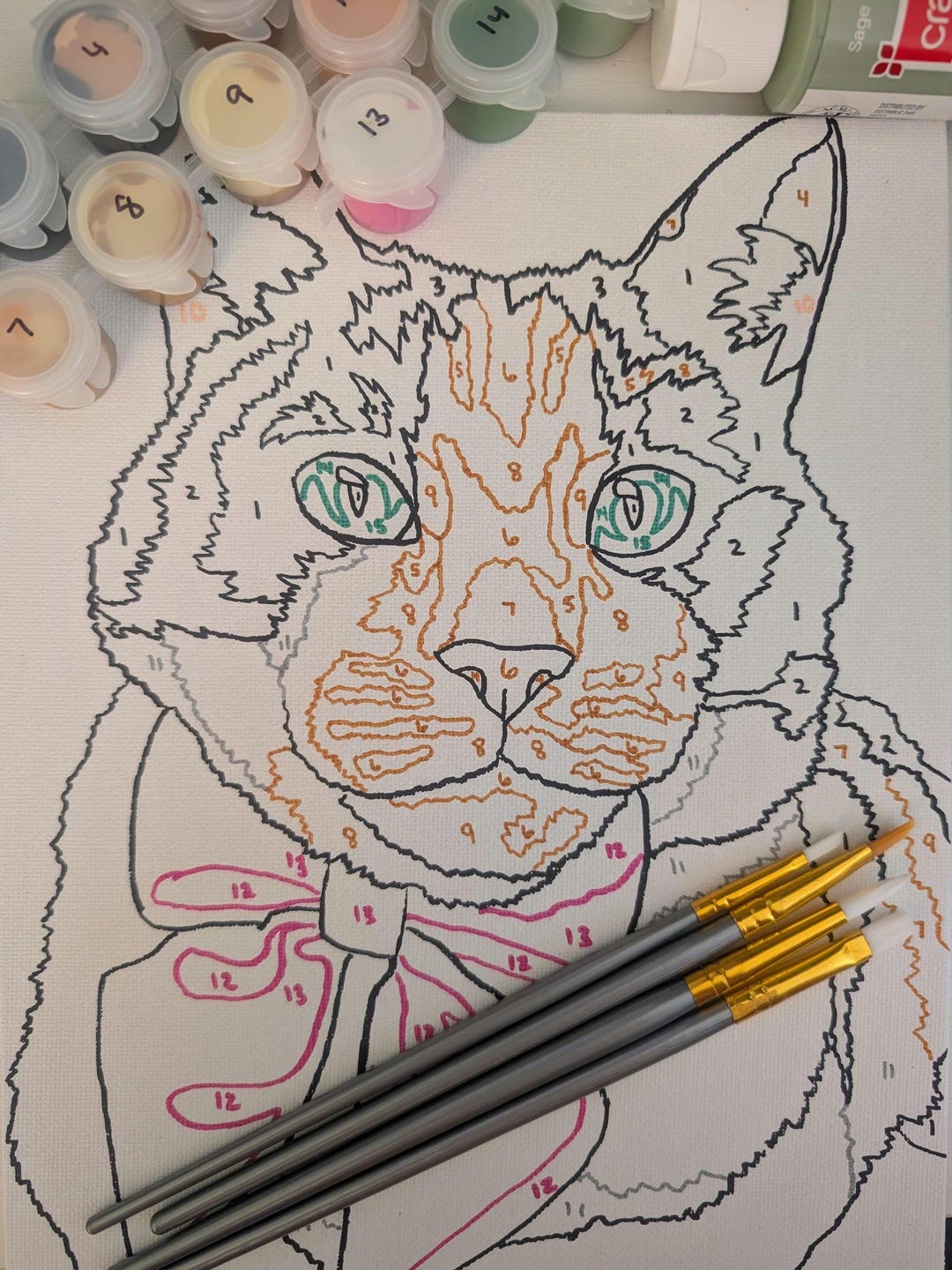 Custom Paint by Numbers Pet Portrait- Hand Drawn Canvas Kit From Your ...
