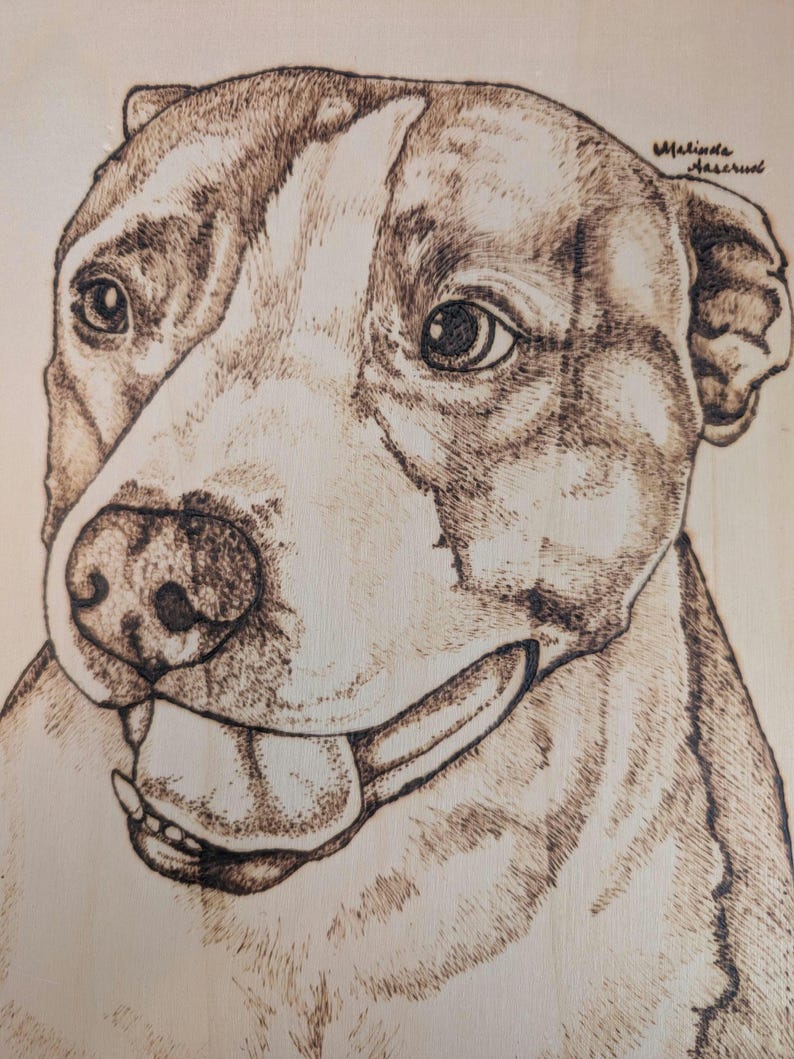 Custom Wood Burned Pet Portrait: Pyrography Animal Artwork - Etsy