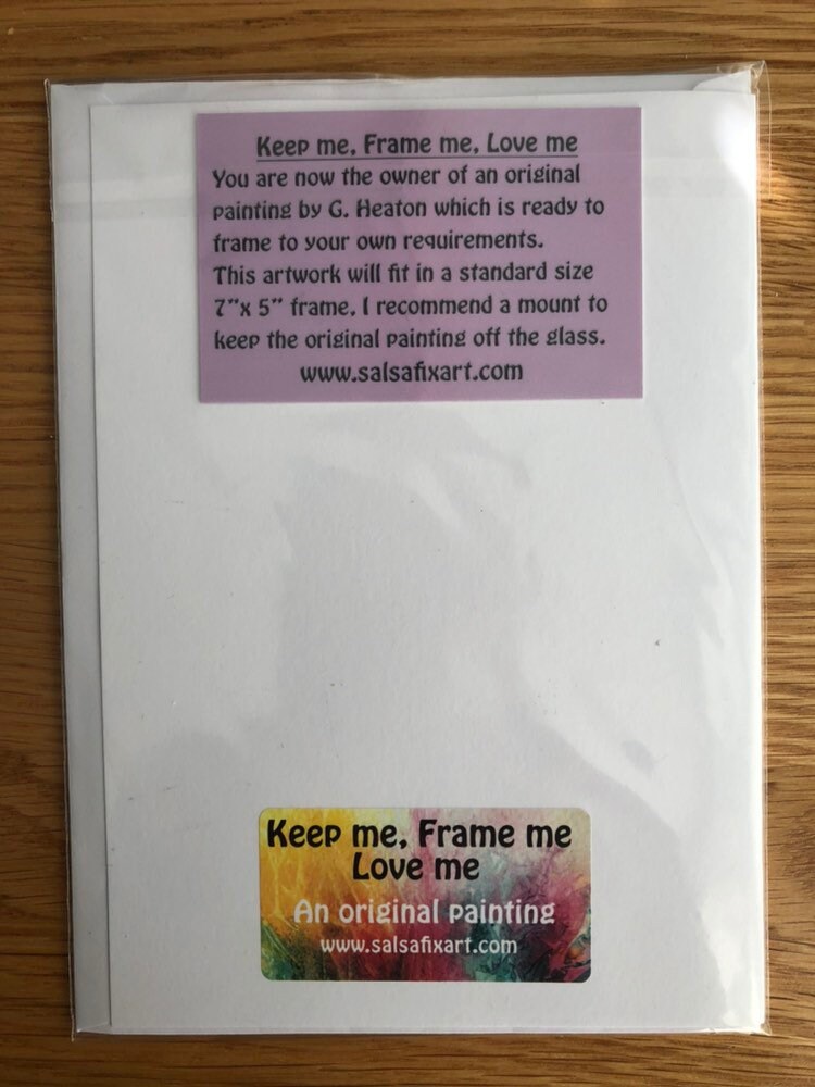 Original abstract watercolour painting greeting card, 7 x 5 handmade ...