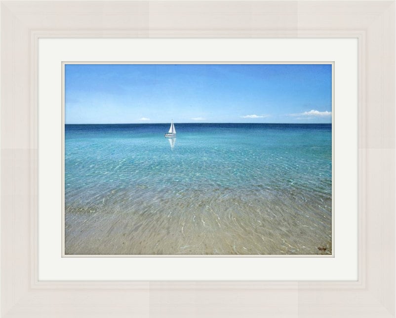 Large original painting 'Sail Away' , A2 size artwork of a white ...