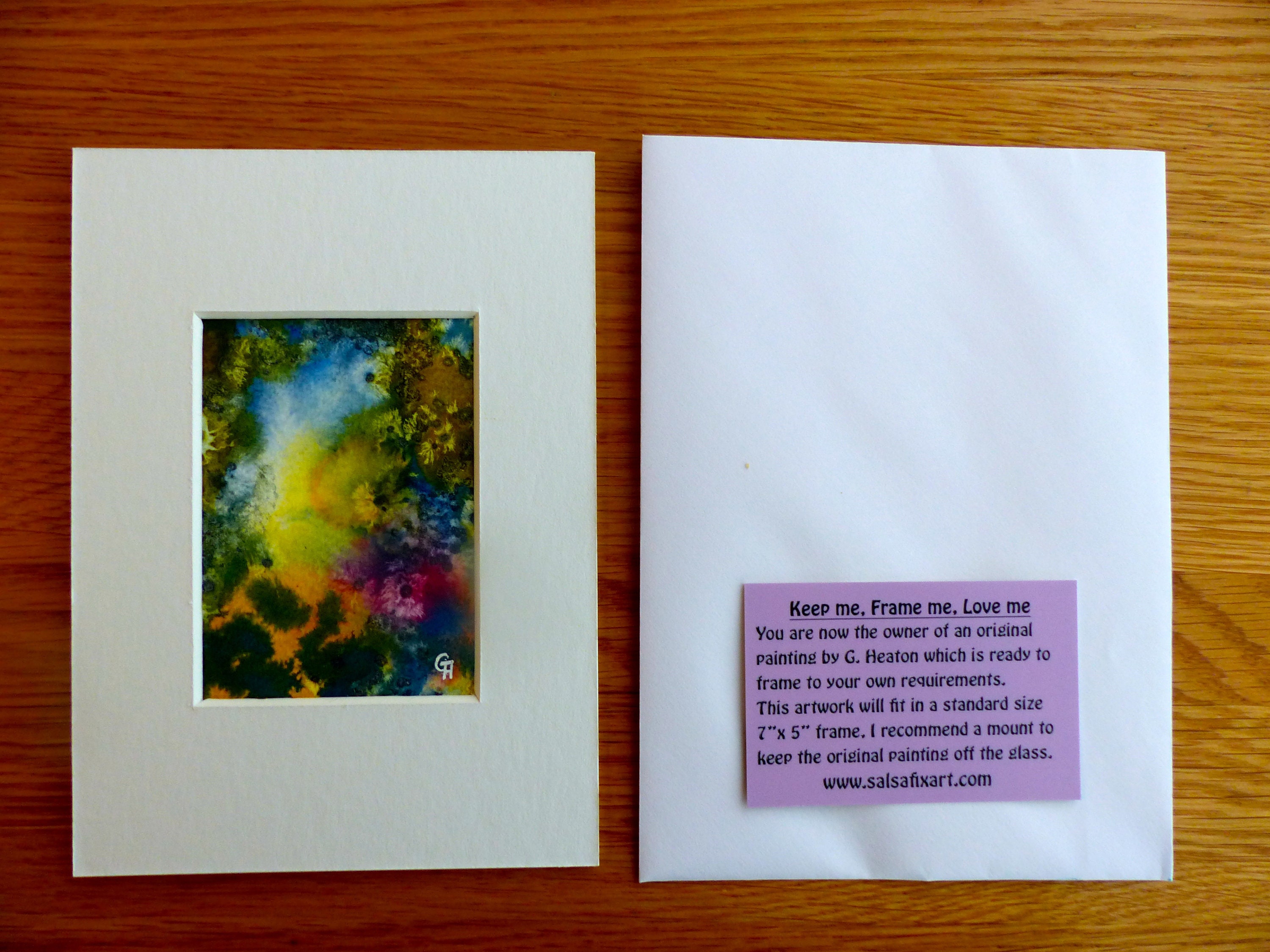 Original abstract watercolour painting greeting card, 7 x 5 handmade ...