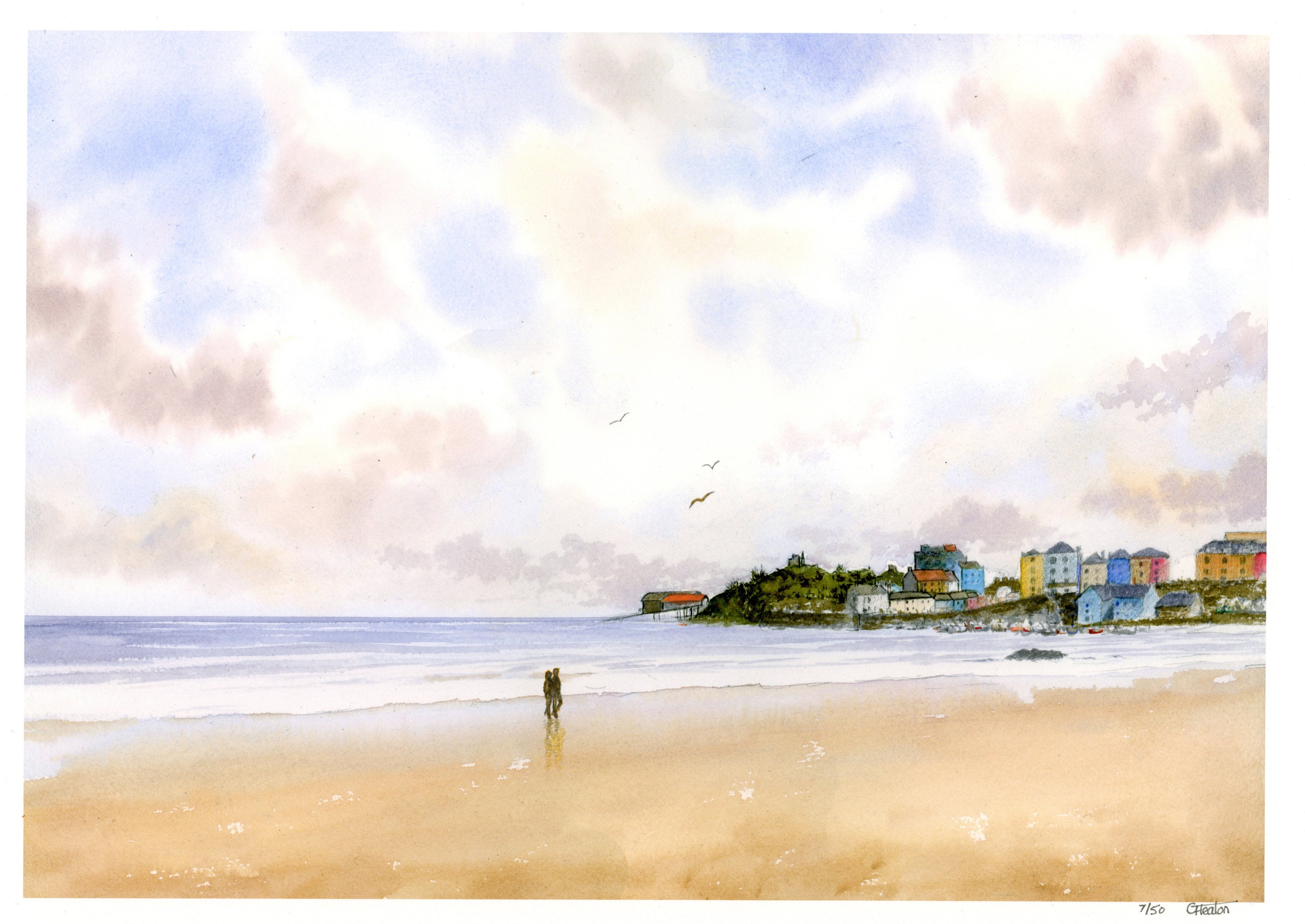 Tenby, Hand finished very limited edition print on watercolour paper ...