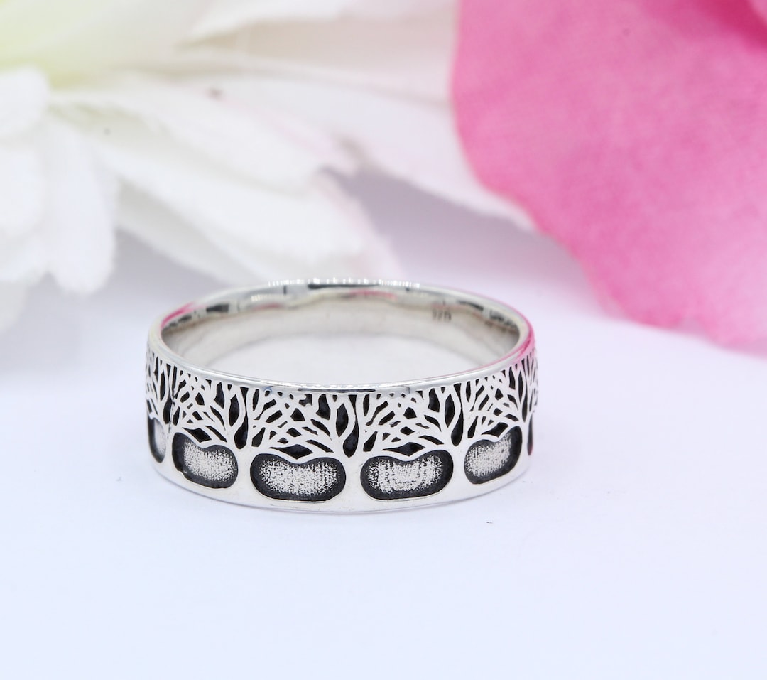 7mm All the Way Around Growing Tree Life Band Ring Solid 925 Sterling ...