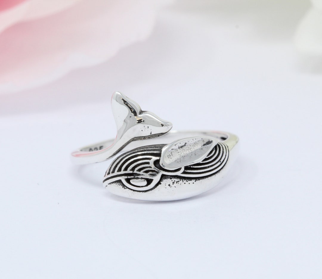Whale Tail Ring Band Oxidized Solid 925 Sterling Silver Choose Color - Etsy