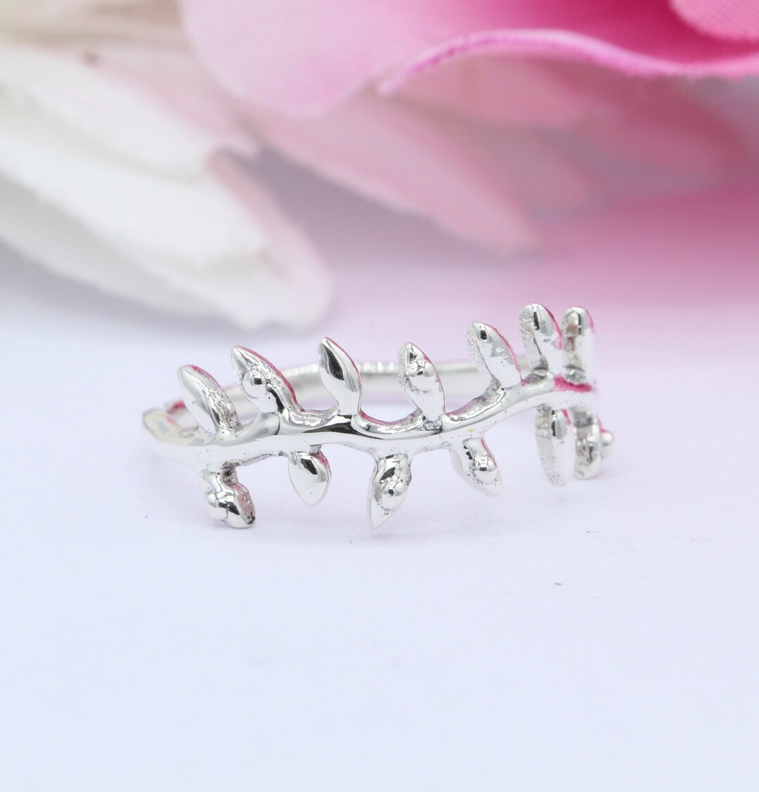 8mm Simple Plain Leaves Ring Band Thumb Ring Solid 925 Sterling Silver ...