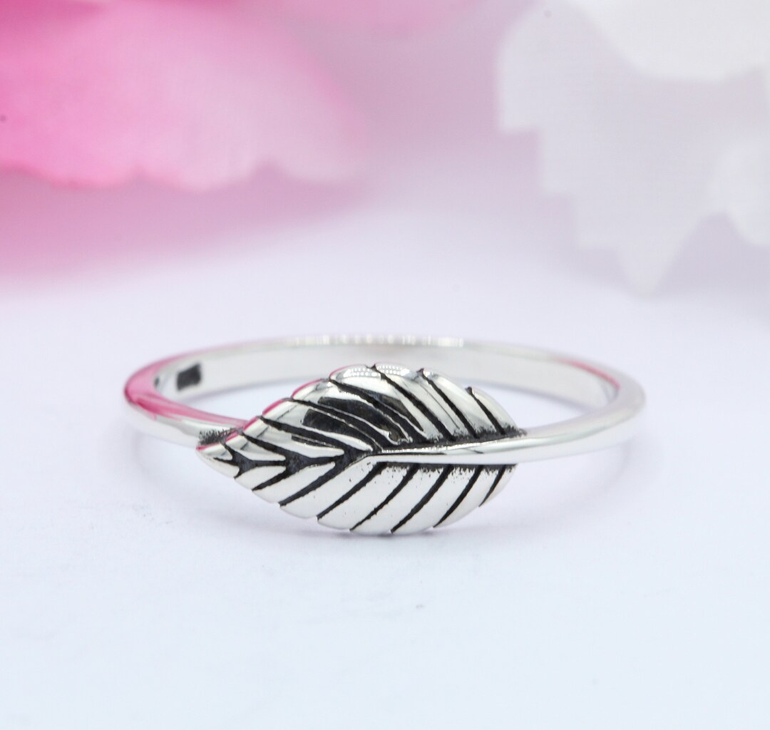 7mm Sideways Simple Plain Leaves Ring Band Thumb Ring Solid 925 ...