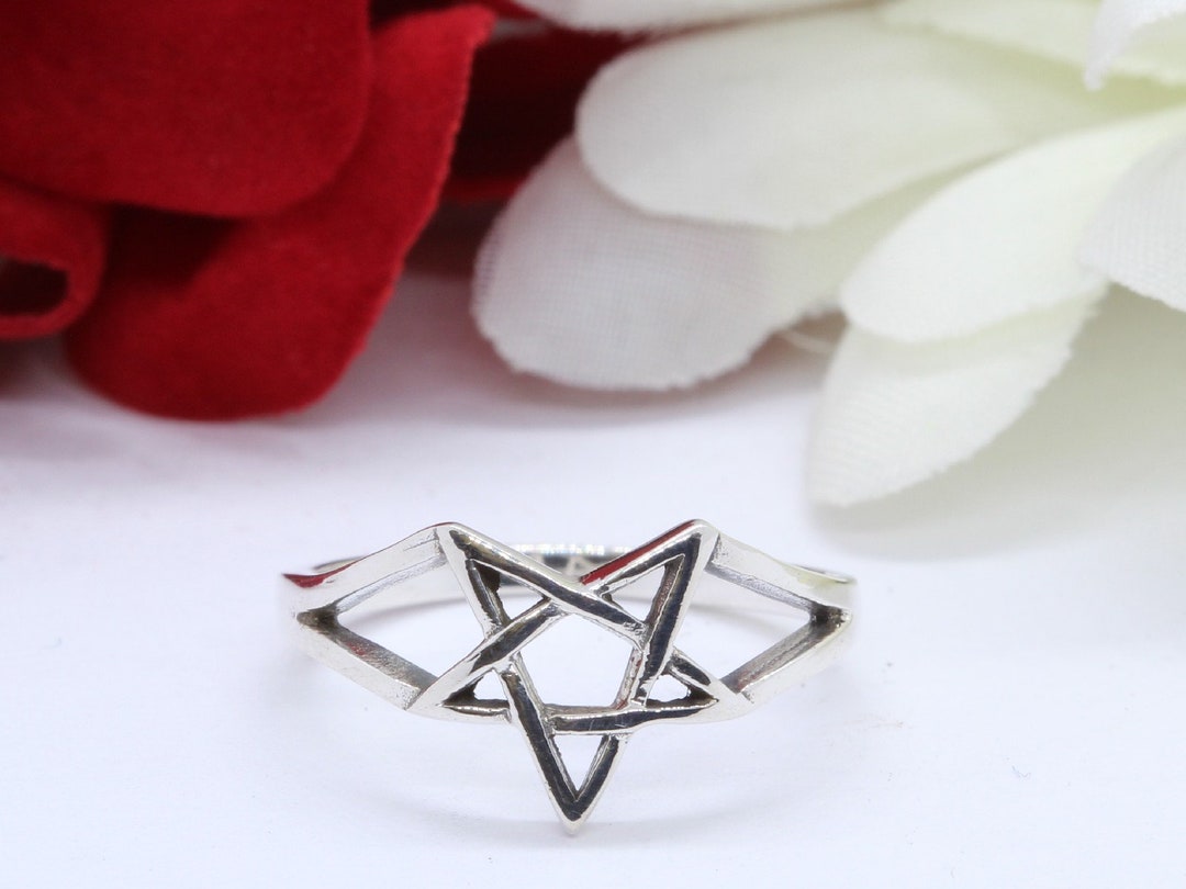 Pentagram Ring Band Solid 925 Sterling Silver Star Band - Etsy