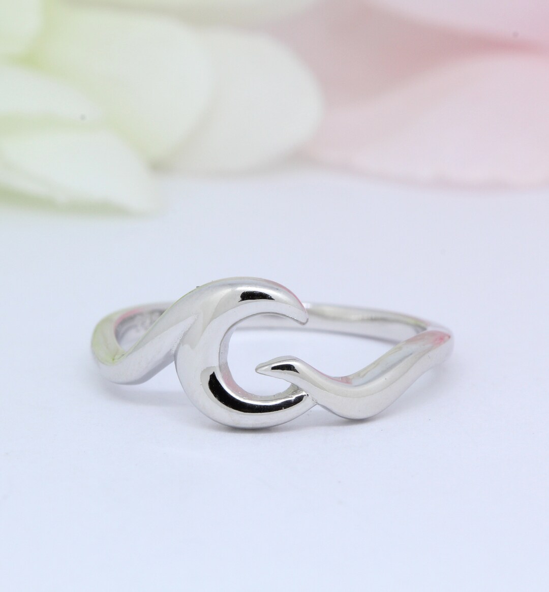 Polished Wave Band Ring Ocean Summer Wave Ring Solid 925 Sterling Silver 9mm Double Wave - Etsy