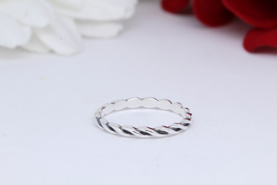 2mm Braided Twisted Wedding Band Ring Solid 925 Sterling Silver Men ...