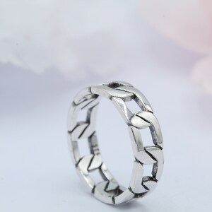 6mm Chain Link Wedding Band Ring Solid 925 Sterling Silver Men Women ...