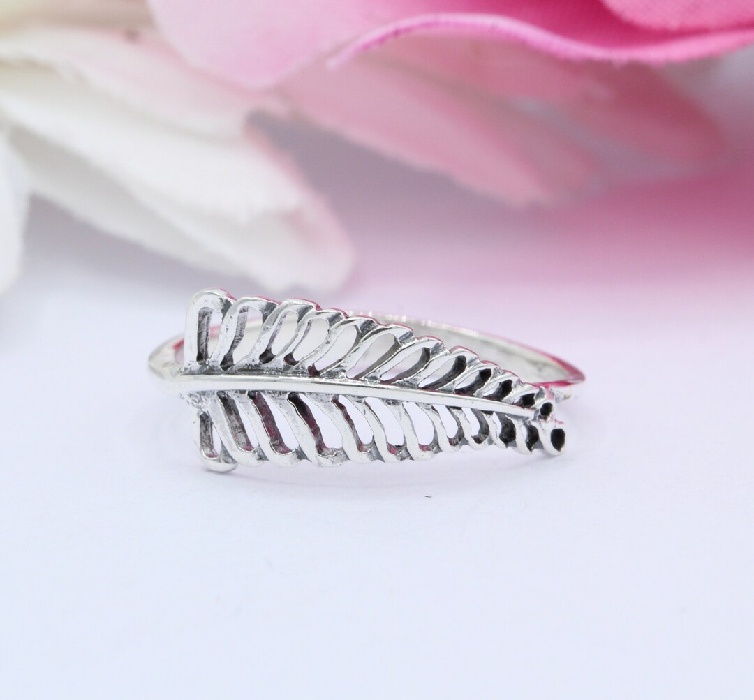 8mm Oxidized Simple Plain Leaves Ring Band Thumb Ring Solid 925 ...