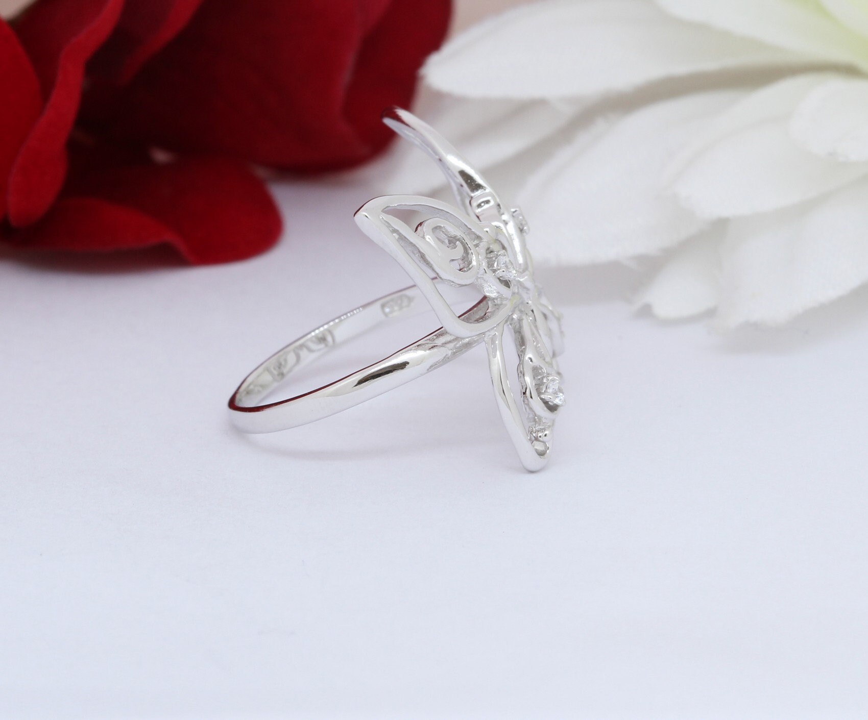 17mm Butterfly Band Ring Solid 925 Sterling Silver Butterfly Ring ...