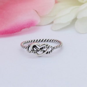 Infinity Tangled Knot Heart Ring Band Braided Cable Twisted Rope Solid ...