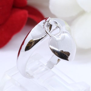 Dangling Heart Ring Band Solid 925 Sterling Silver Dangling Heart - Etsy