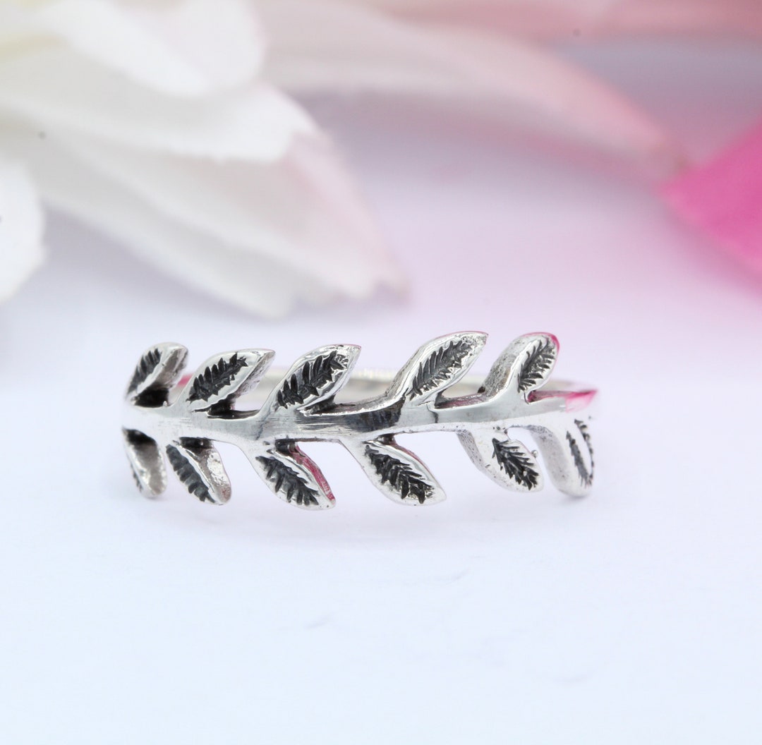 7mm Simple Plain Petite Dainty Sideways Leaves Ring Band Thumb Ring ...