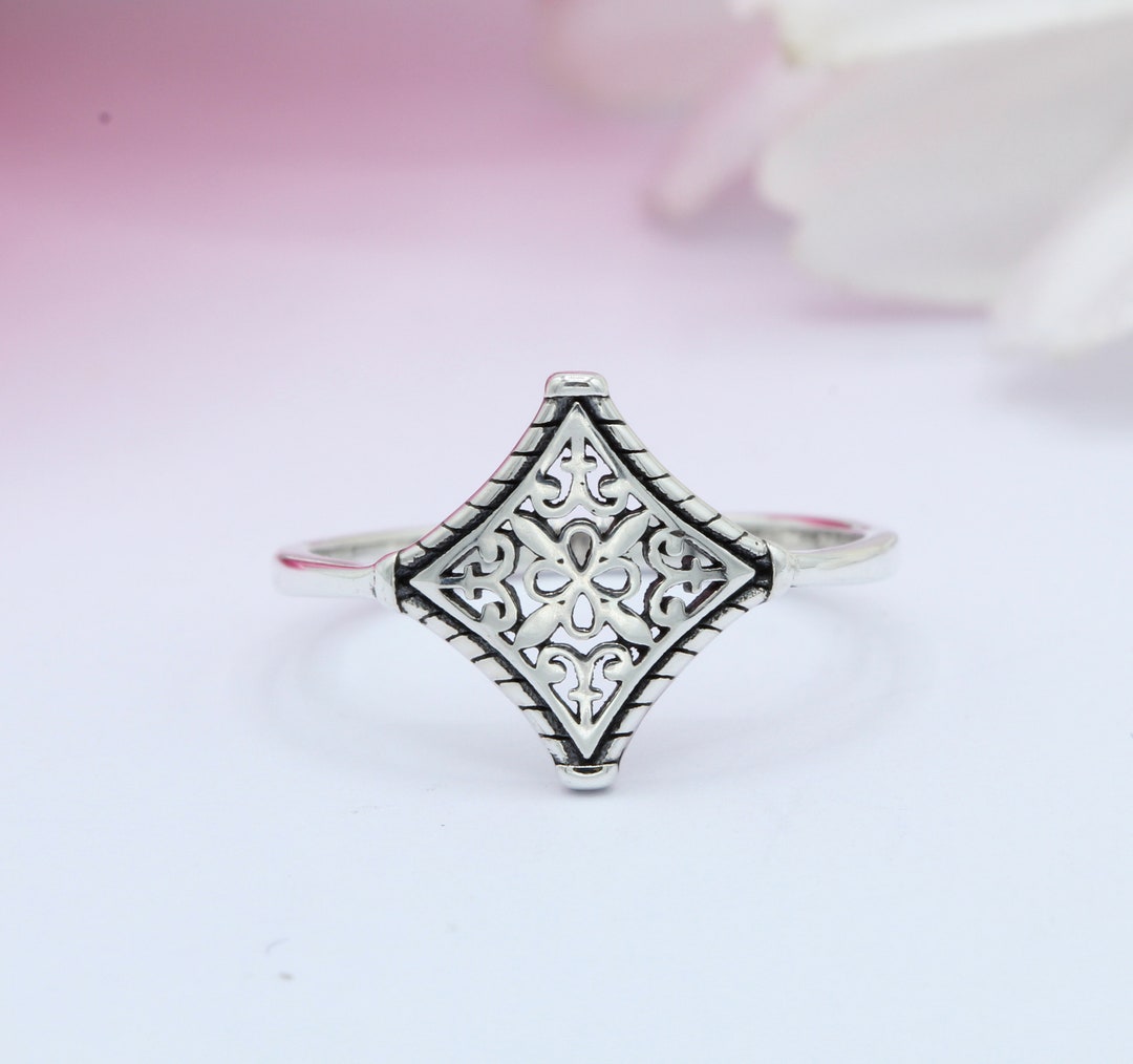 8mm Filigraner Daumen Ring Band Uni solid 925 Sterling Silber Blume ...