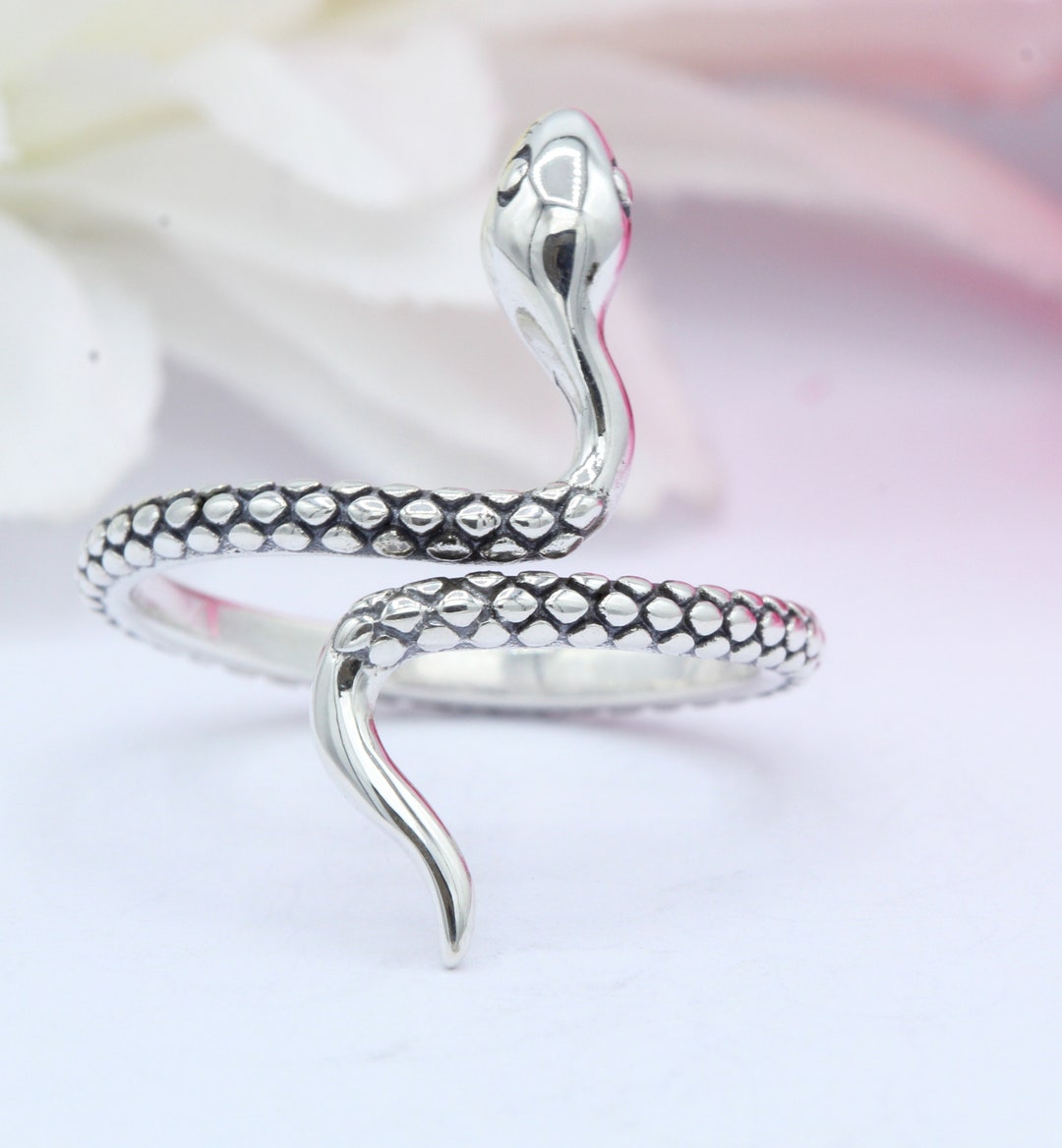 25mm Snake Ring Oxidized Design Solid 925 Sterling Silver Snake Jewelry ...