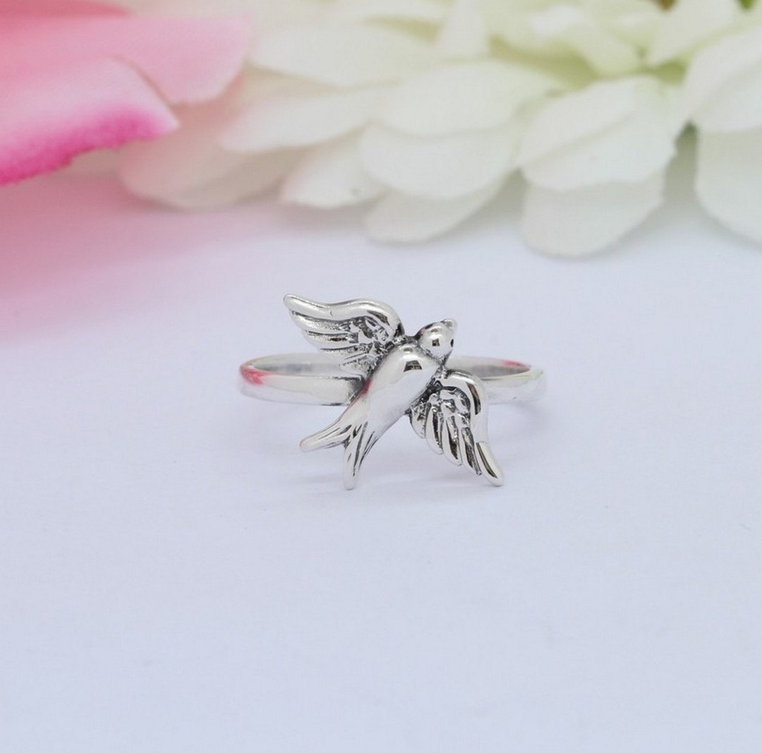 Sparrow Bird Ring Band Solid 925 Sterling Silver Bird Midi Ring Band - Etsy