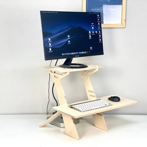 Standing Desk Wood Work Station Laptop Stand Modern Desk - Etsy