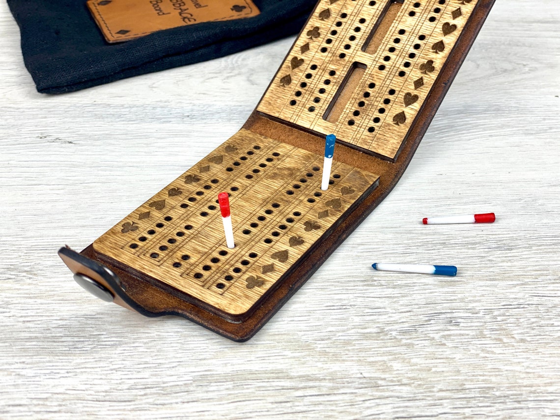 Travel Cribbage Board Logo or text Available Personalized | Etsy