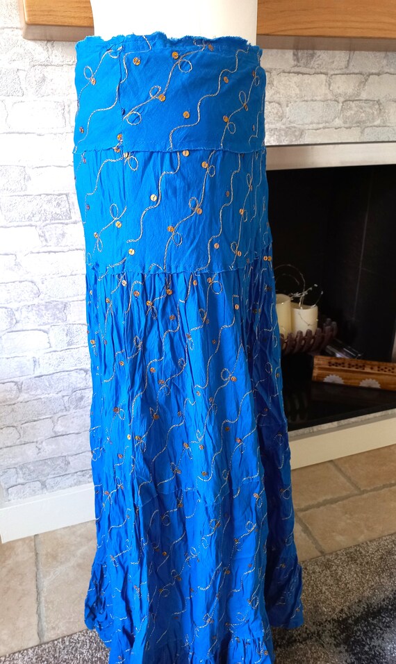Hippy Boho Sequinned Gypsy Electric Blue Full Length … - Gem