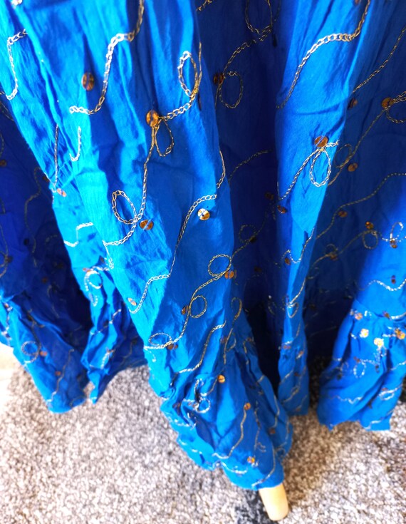 Hippy Boho Sequinned Gypsy Electric Blue Full Length … - Gem