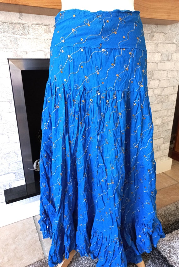 Hippy Boho Sequinned Gypsy Electric Blue Full Length … - Gem