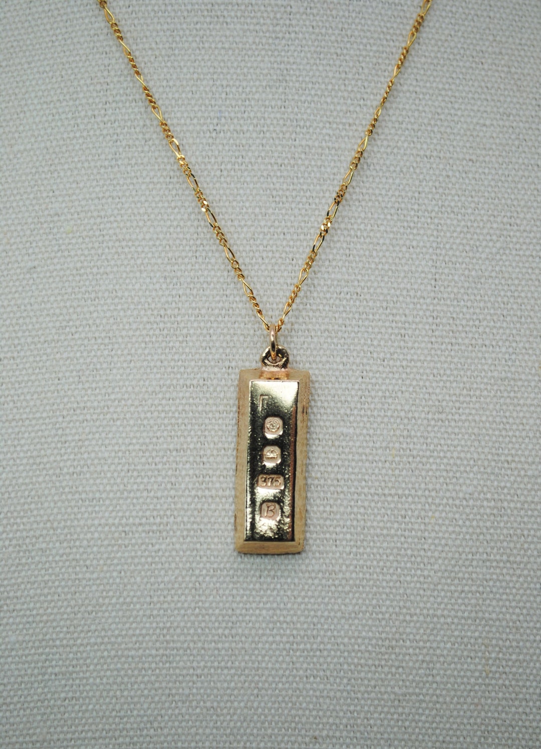 Vintage 9ct Gold Bar Hallmark Pendant - Etsy UK