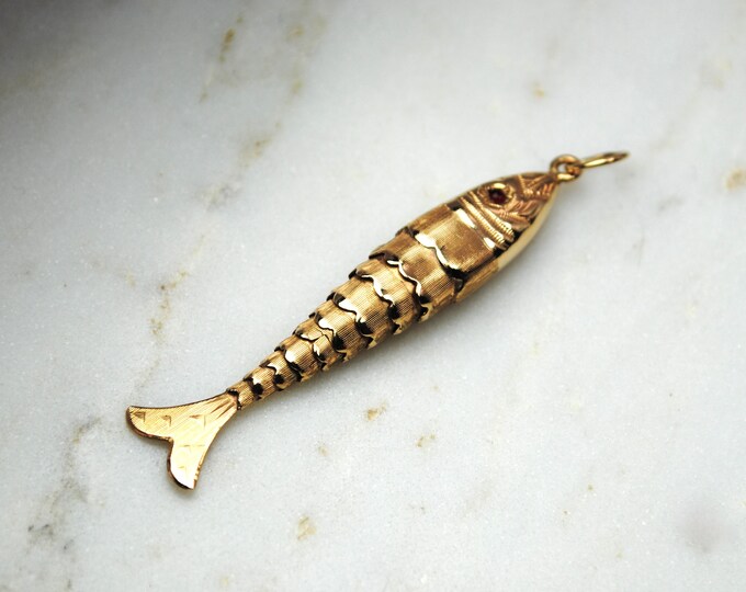 Vintage 9ct Gold Articulated Fish Charm - Etsy