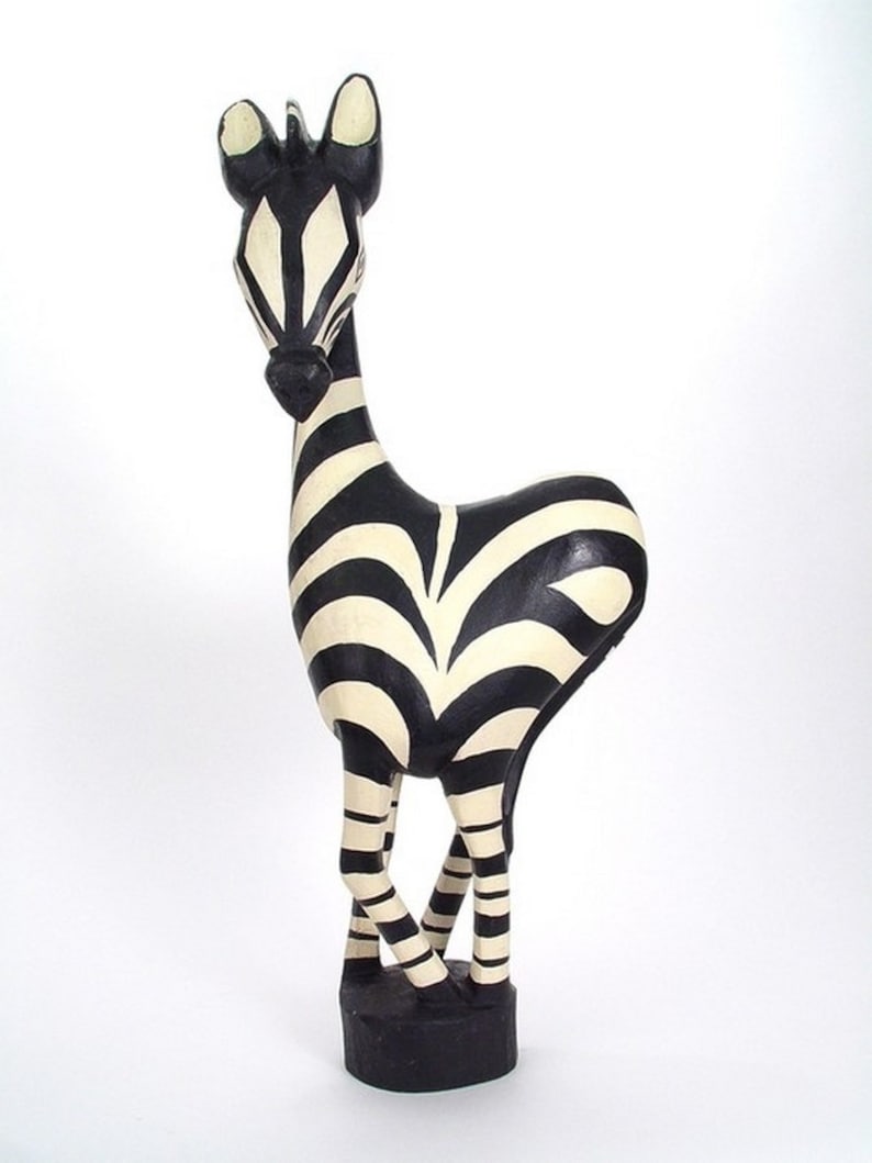 Hand Painted Wooden Zebra From Zimbabwe - Etsy